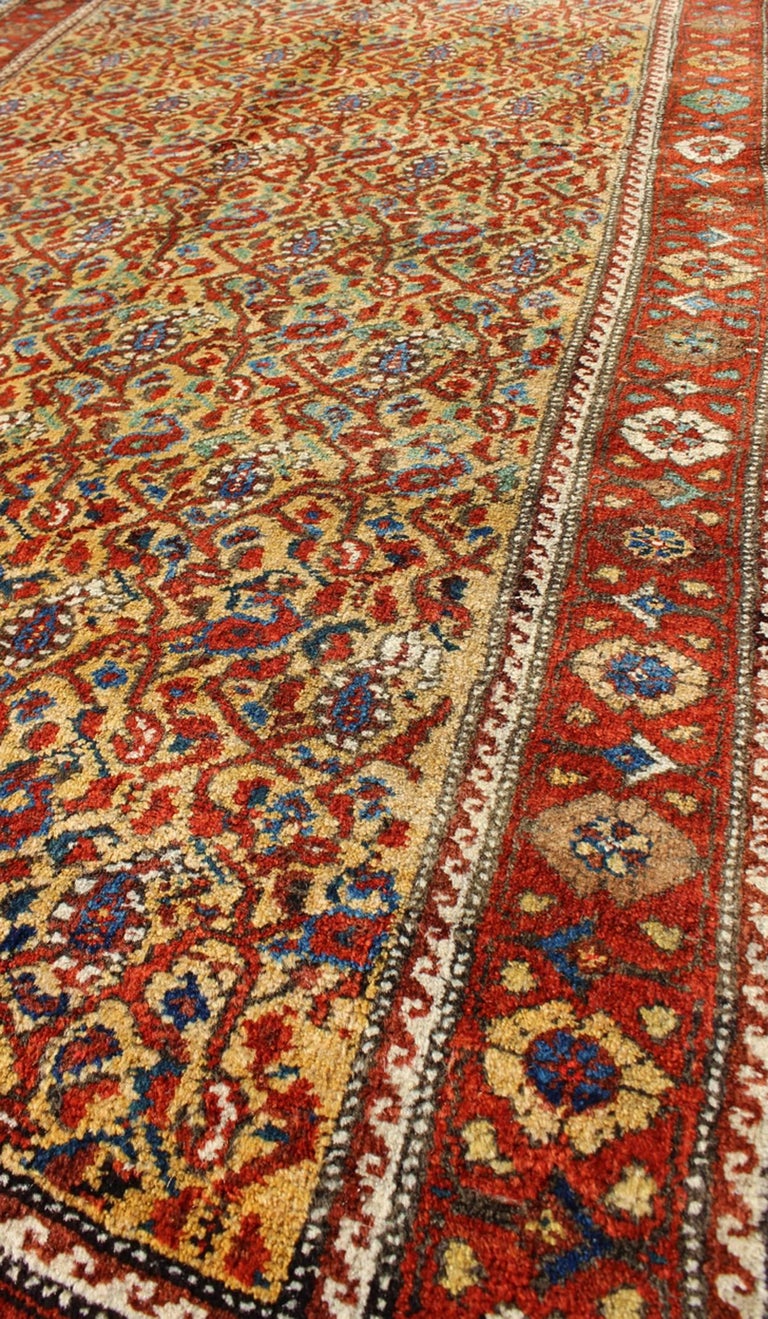 Unique Antique Serab Rug with Cream Background and Flowers or Paisley ...