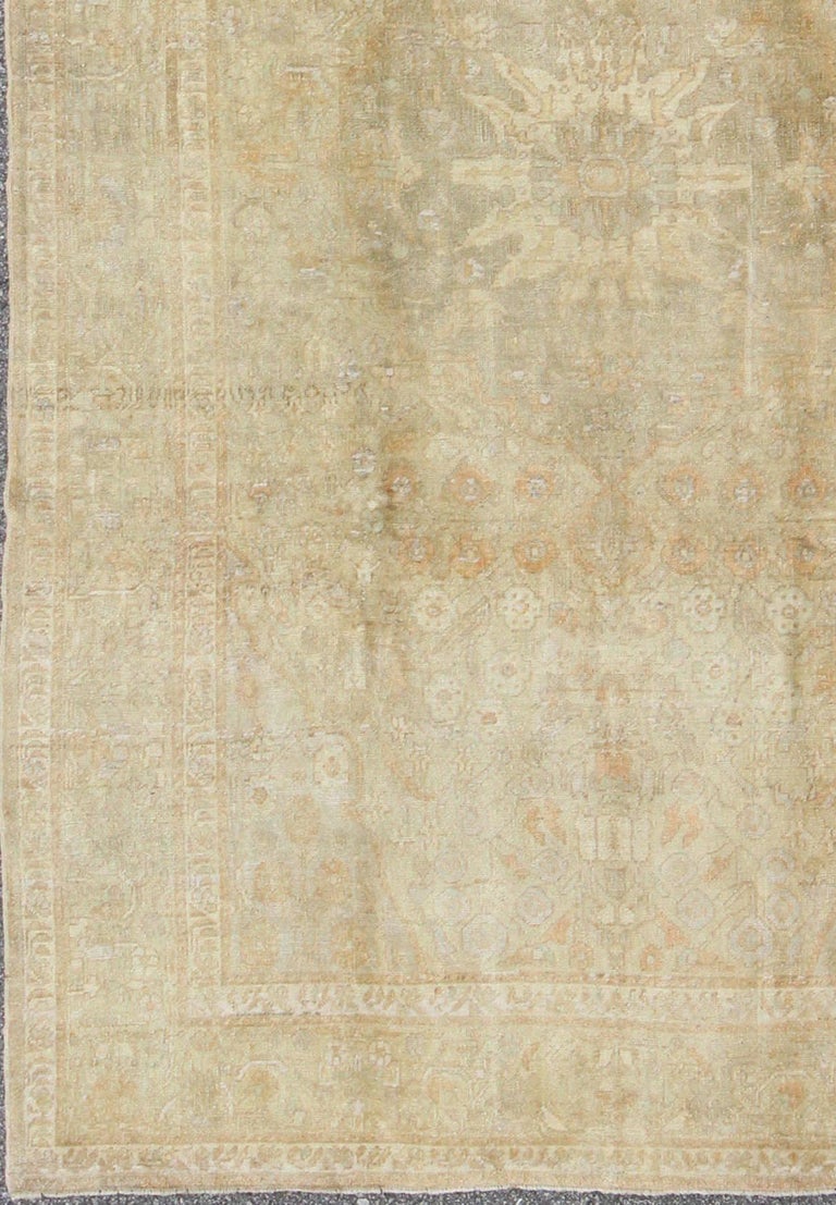 Faded Vintage Turkish Konya Rug with Medallion, Florals and Taupe ...