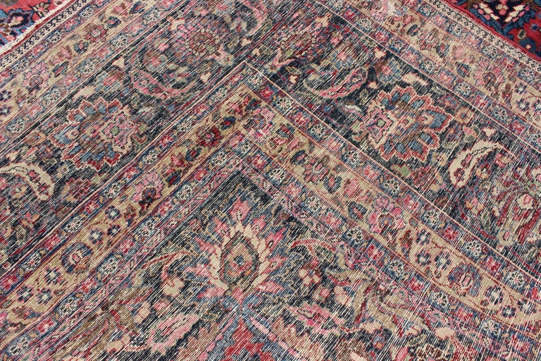Large Antique Persian Khorasan Mashad Rug with Floral Medallion Design ...
