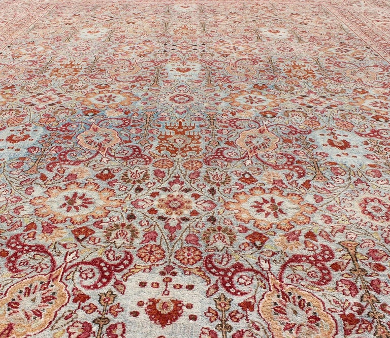 Ornate Floral Pattern Khorassan Antique Persian Rug in Burgundy and ...