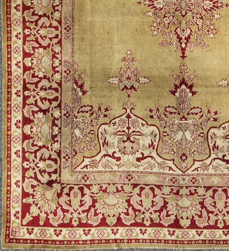 Early 20th Century Ornate Antique Indian Agra Rug in Green and Burgundy ...