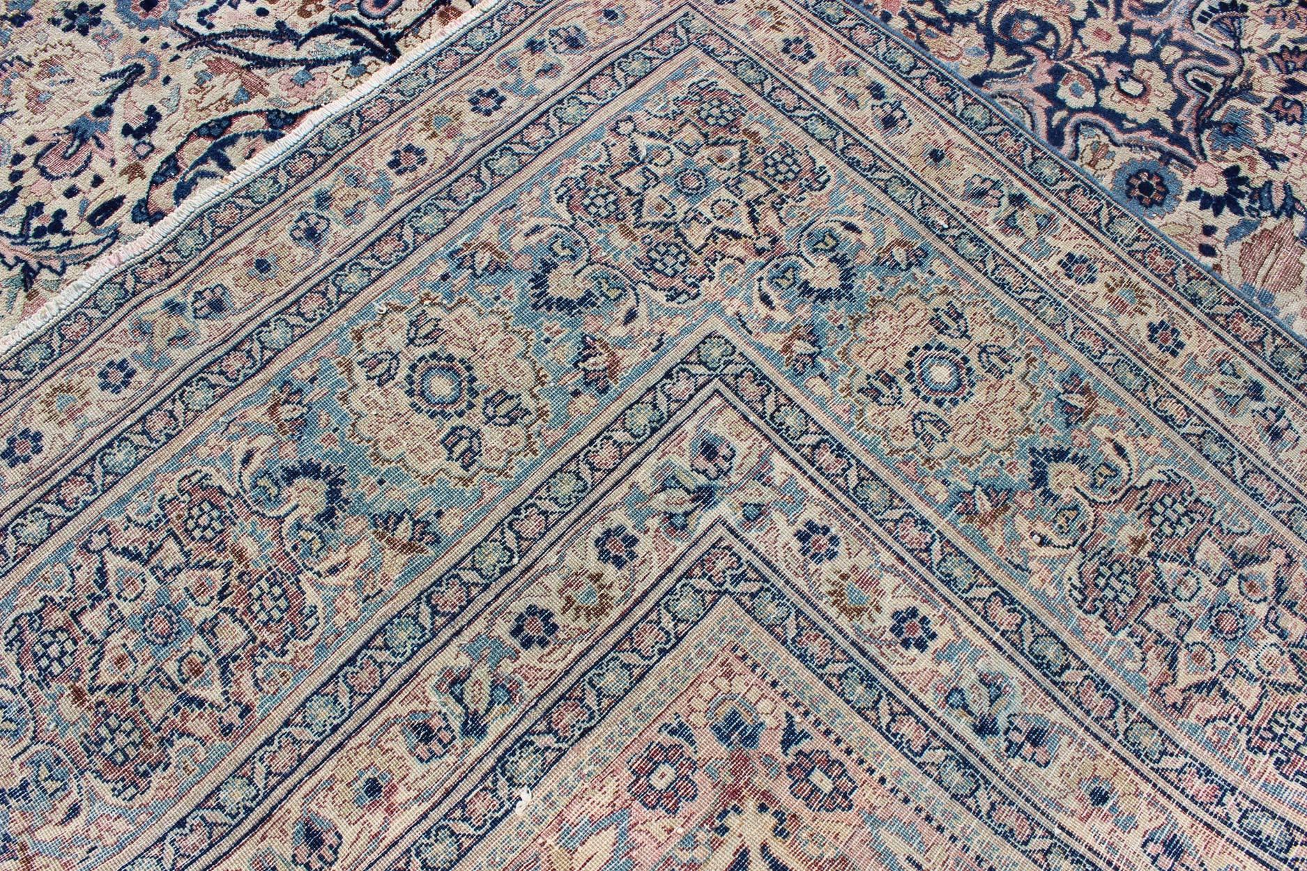 Royal Ornate Floral Antique Persian Khorassan Rug in Many Shades of ...