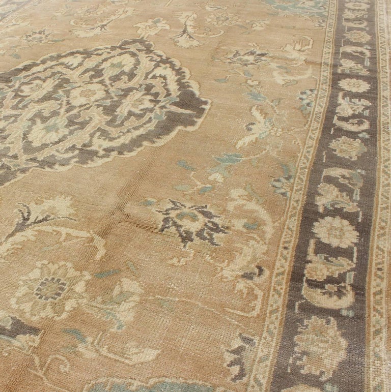 Elegant Vintage Turkish Oushak Rug with Floral Medallion Design For ...