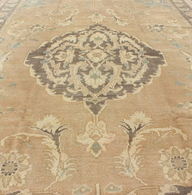 Elegant Vintage Turkish Oushak Rug with Floral Medallion Design For ...