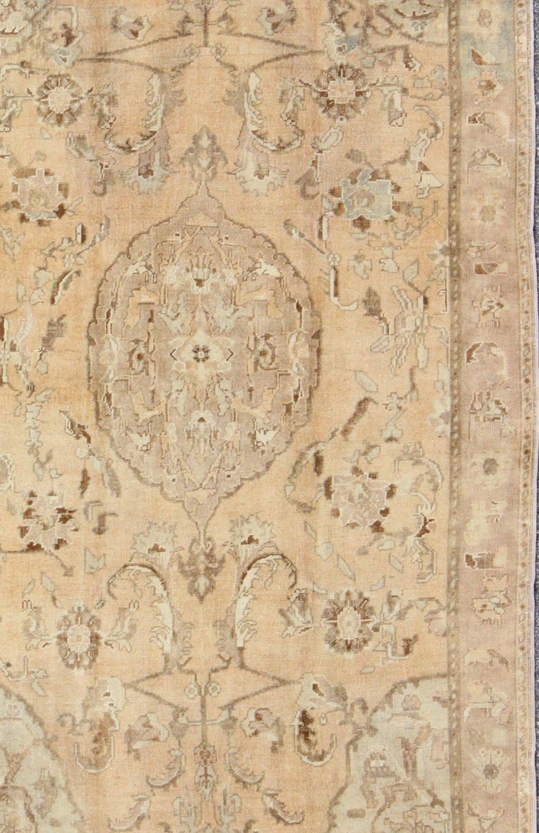 Oushak Rug Vintage from Turkey with Floral Design and Exquisite Center ...