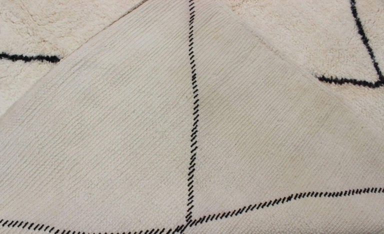 Contemporary/Modern Moroccan Rug Vintage with Brown and Ivory Diamond ...