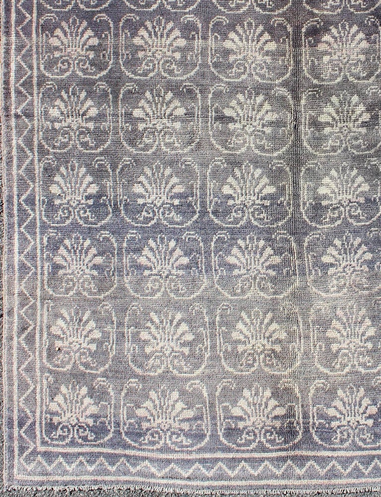 Vintage Turkish Tulu Rug with All-Over Blossom Design in Dark Gray and ...