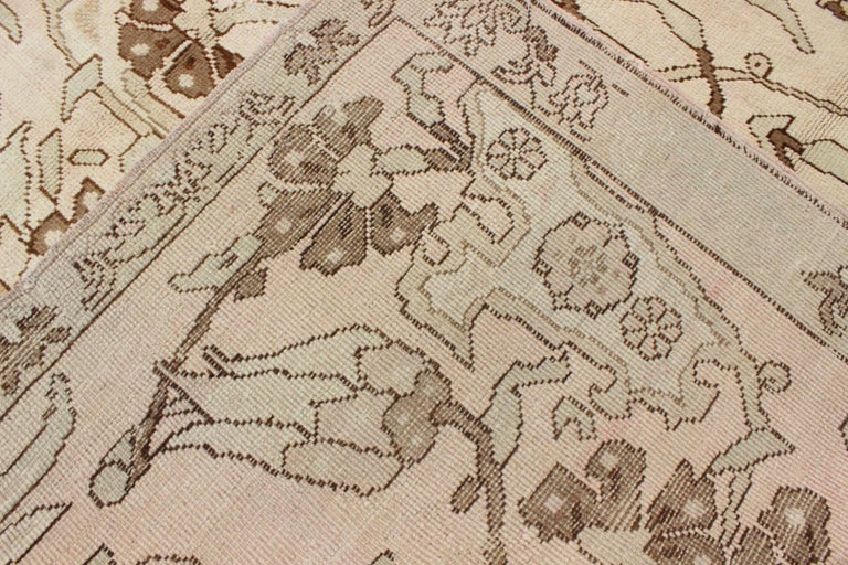 All-Over Entwined Blossoms Vintage Turkish Oushak Rug in Brown, Taupe ...