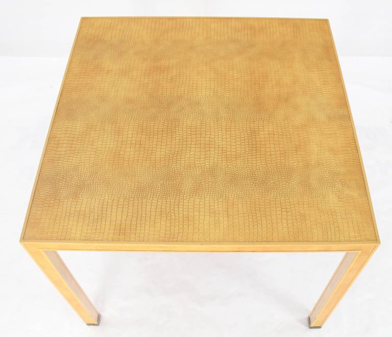 Faux Alligator Crocodile Snake Skin Square Dining Game Table Brass Feet ...