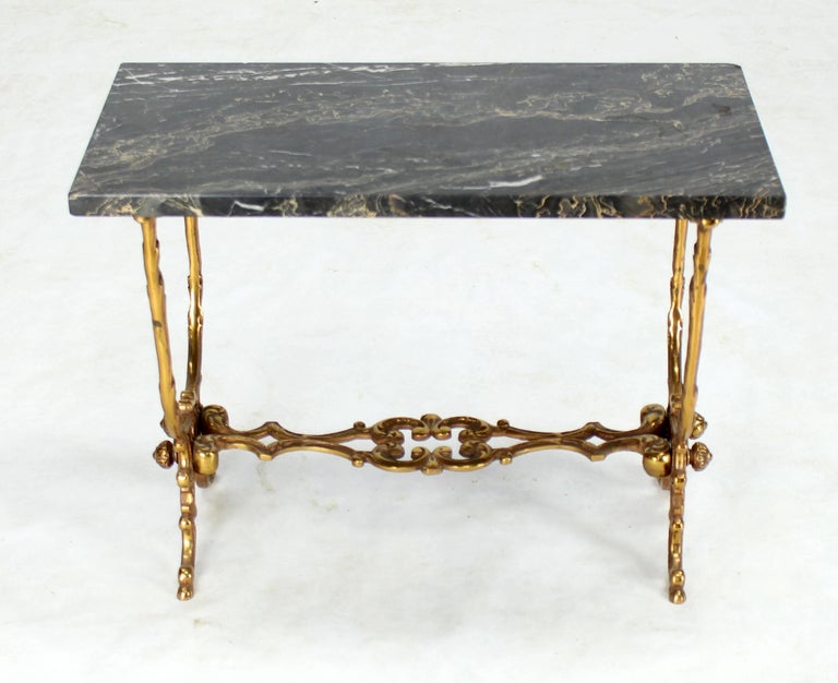 Solid Cast Bronze Black Marble-Top Side Table at 1stDibs