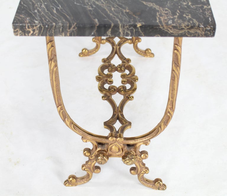 Solid Cast Bronze Black Marble-Top Side Table at 1stDibs