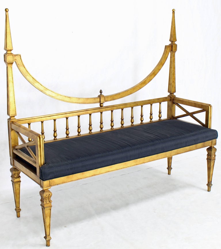 Gold Leaf Black Upholstery Hollywood Regency Window Bench For Sale at ...