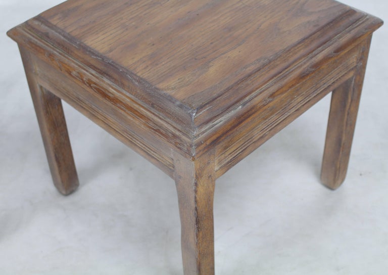 Pair of Solid Oak Cerused Pickled White Wash Square End Tables at 1stDibs