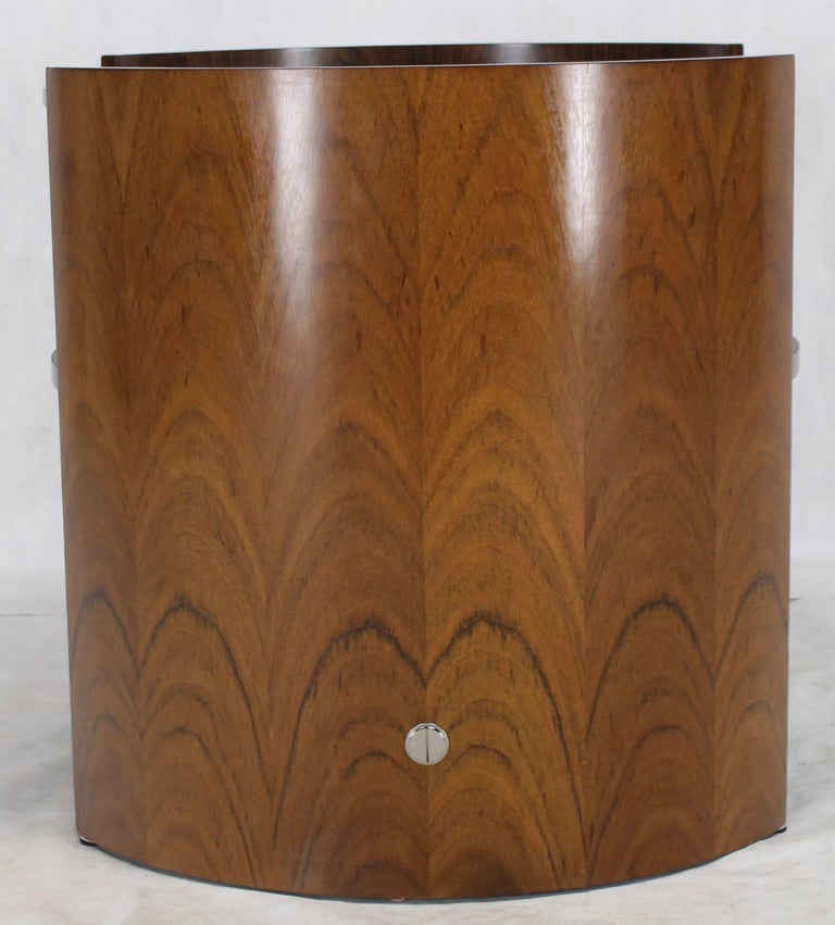 Walnut Round Glass Top Barrel Shape Side Occasional Table At 1stdibs