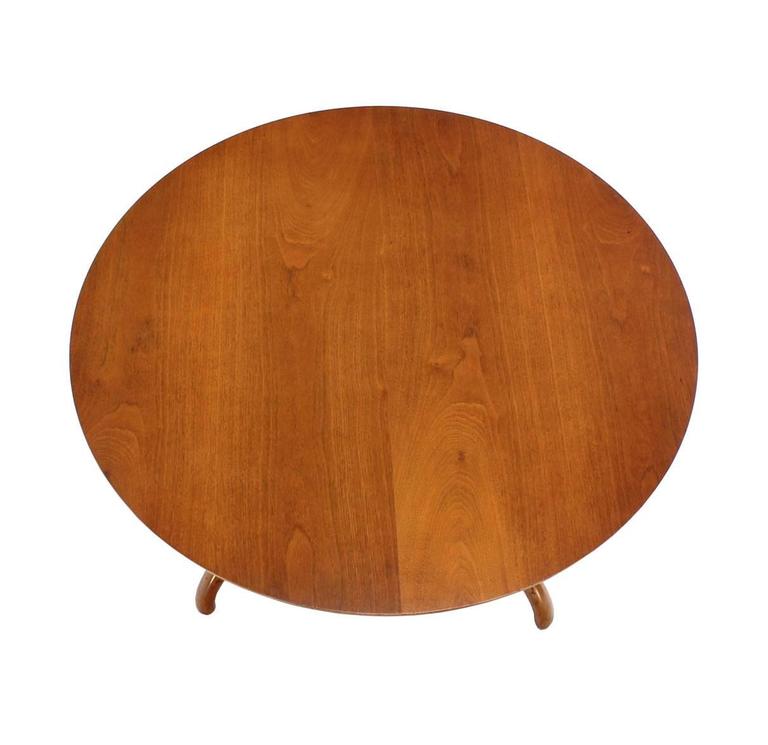 Sculptural Solid Walnut Base Round Coffee Table by Henredon Spider Slay ...