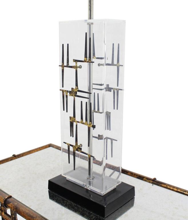 Pair of Sculptural Welded Spikes Table Lamp Attributed to William Bowie ...