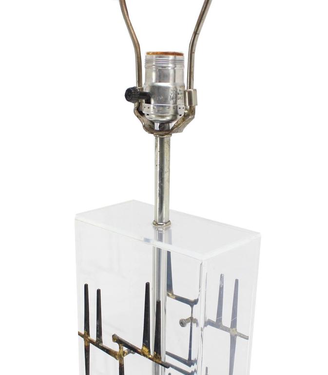 Pair of Sculptural Welded Spikes Table Lamp Attributed to William Bowie ...