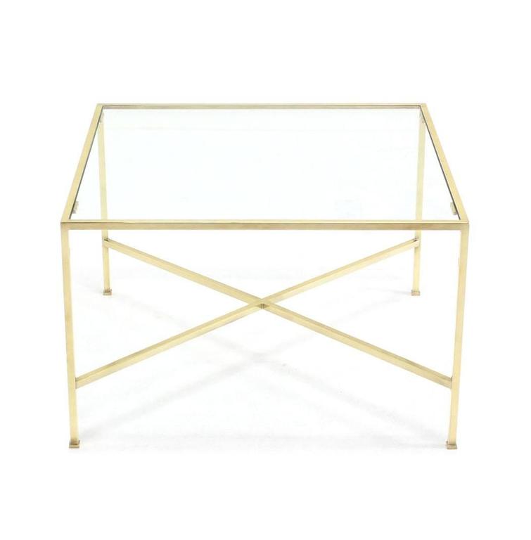 Sold Brass X-Base Square Side or End Tables For Sale at 1stDibs