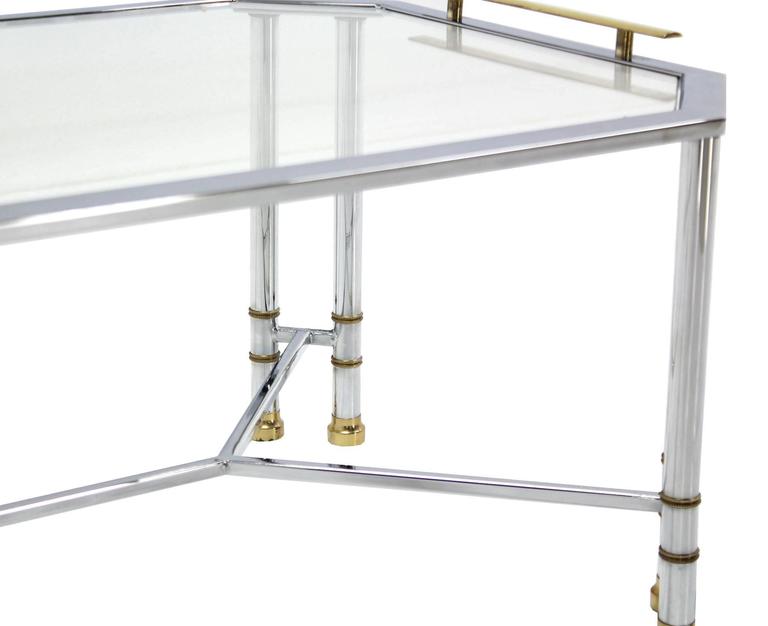 Rectangular Chrome Brass Glass Coffee Table Tray Style Mid Century ...