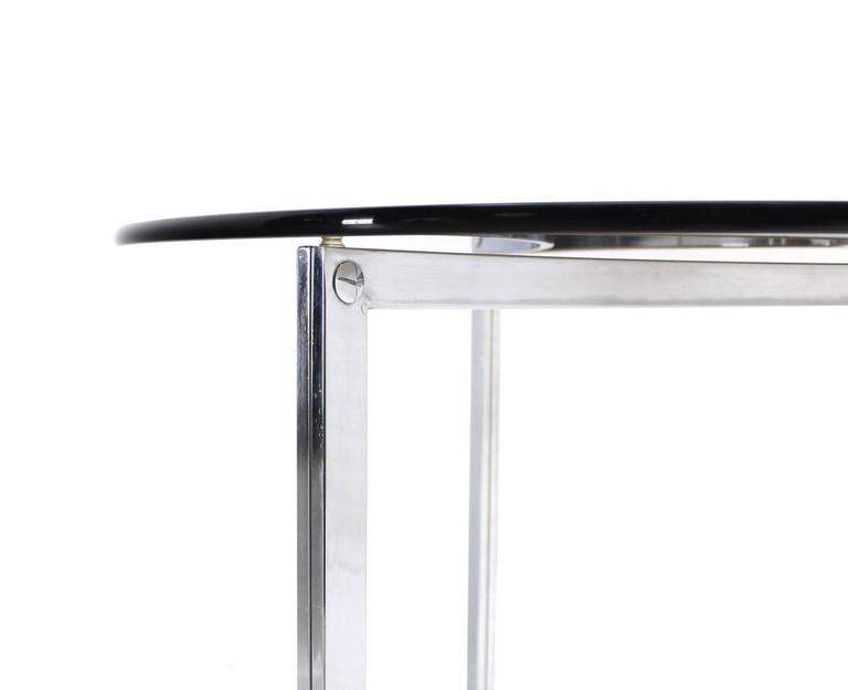 Triangular Bent Chrome Ribbon Base Smoked Glass Top Side End Table For ...