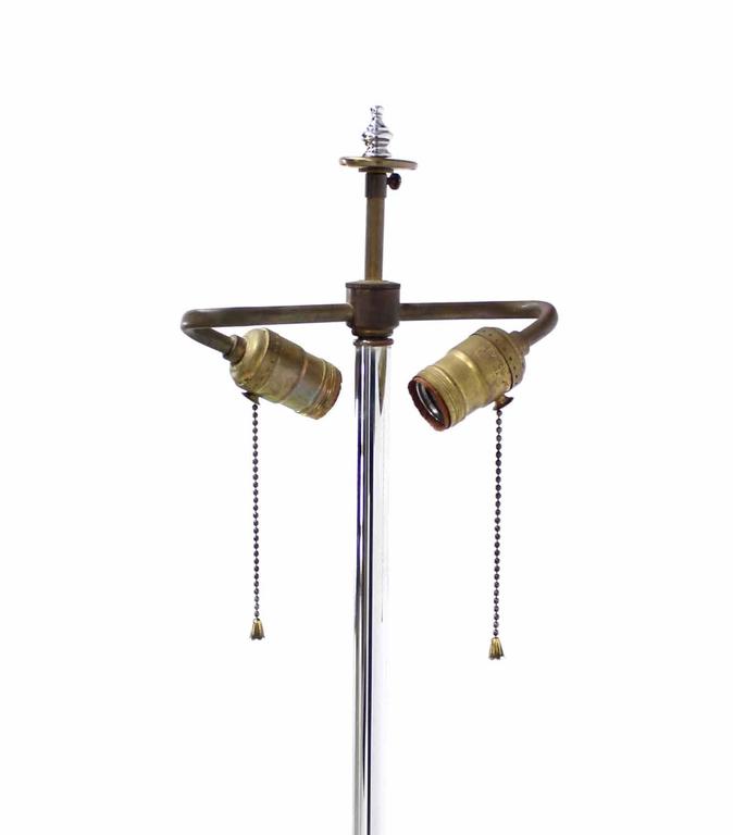 Modern Chrome Floor Lamp Round thick Glass Side Table For Sale at 1stDibs