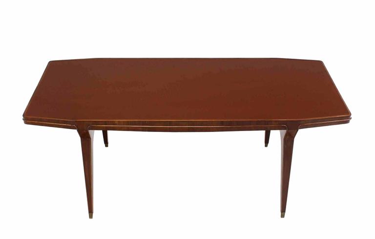 Large Italian Modern Walnut Dining Conference Tapered Legs Table Boat ...