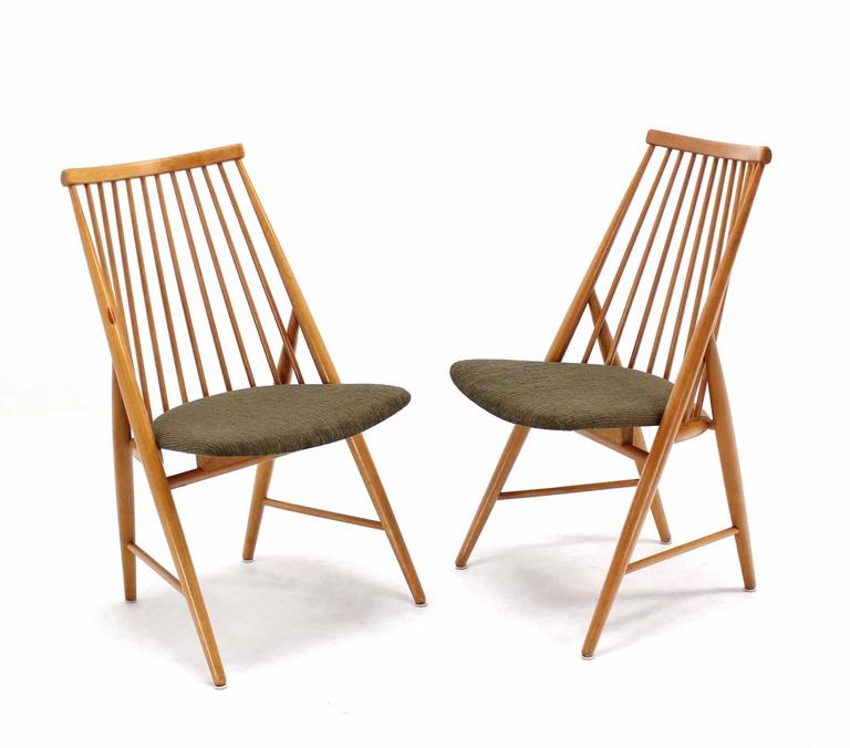 Pair of Swedish Spindle Dowel Back Chairs For Sale at 1stDibs