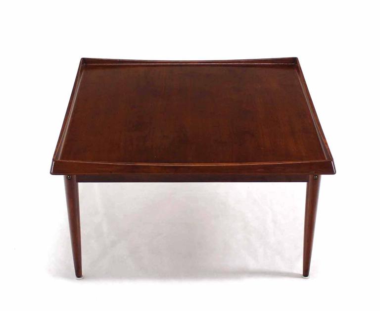 Square Rolled Solid Teak Edge Danish Modern Teak Coffee Table at 1stDibs
