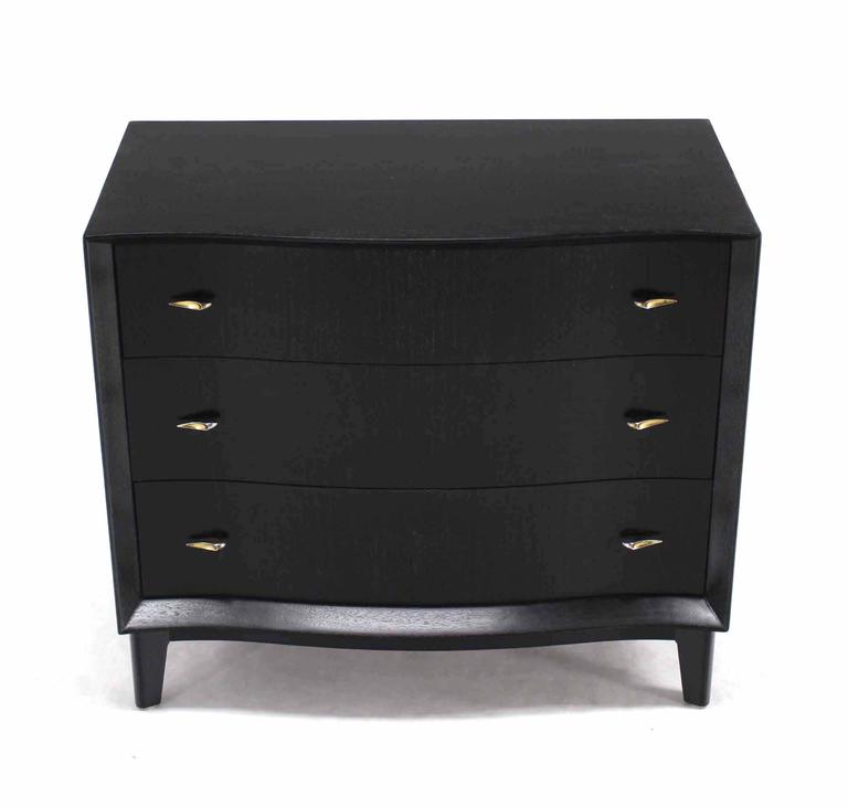 Mid Century Modern Ebonized Bachelor Chest of Drawers Concave Front at ...