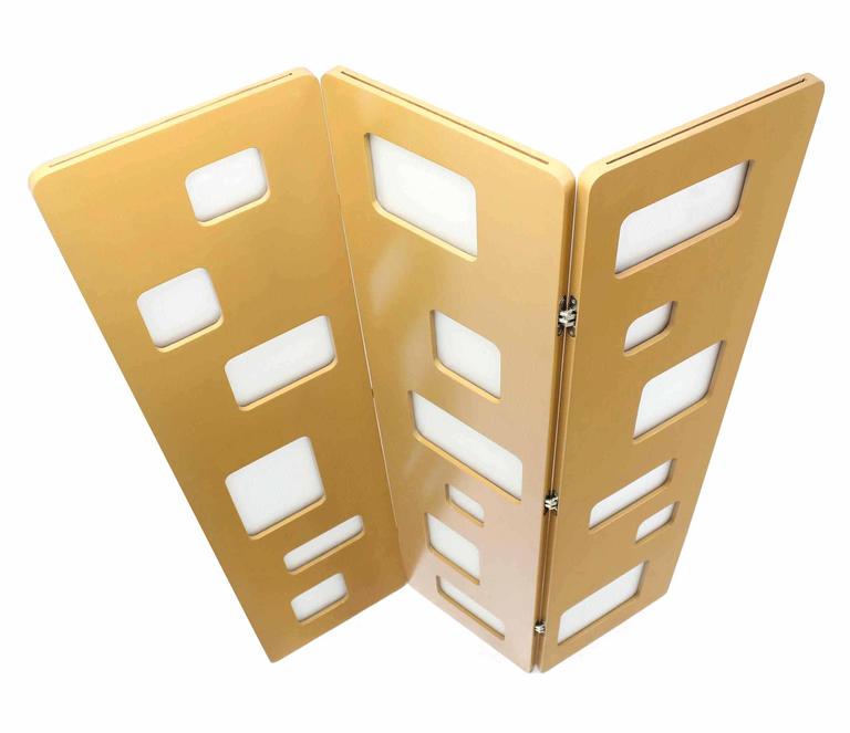 Geometric Pattern Frosted Glass Studio Made Room Divider at 1stDibs