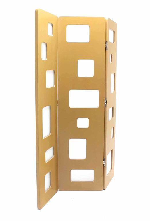 Geometric Pattern Frosted Glass Studio Made Room Divider at 1stDibs