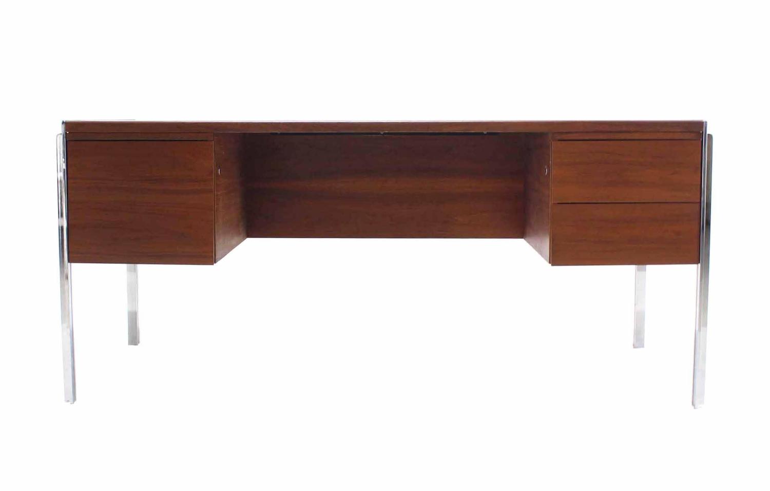 Rare Chrome and Walnut Stow Davis Desk at 1stdibs