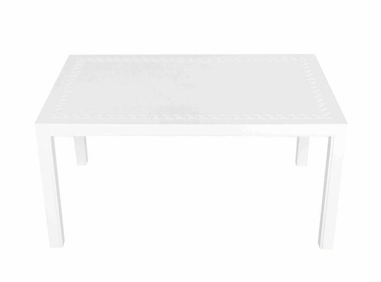 White Lacquer Raised Greek Key Ornament Top Coffee Table For Sale at ...