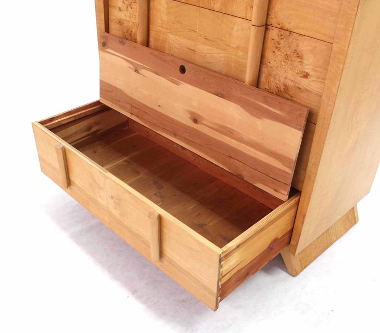 Blond Tall Mid Century Modern Five Drawer High Chest Bottom Cedar Chest ...