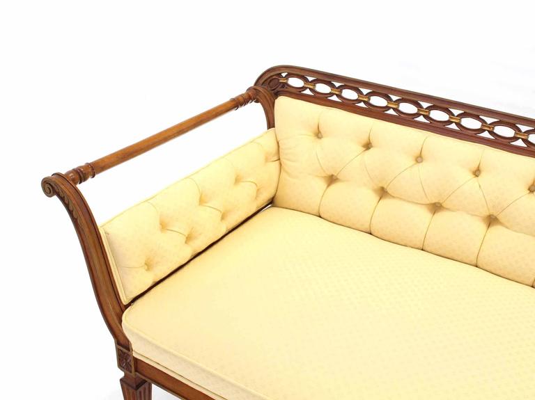Pair of Regency Style Sofas or Loveseats Gold Upholstery at 1stDibs