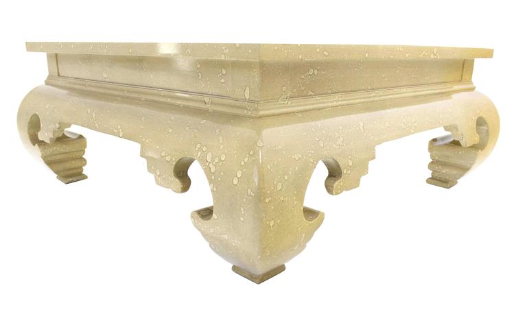 Large Square Figural Base Lacquer Coffee Table For Sale at 1stDibs