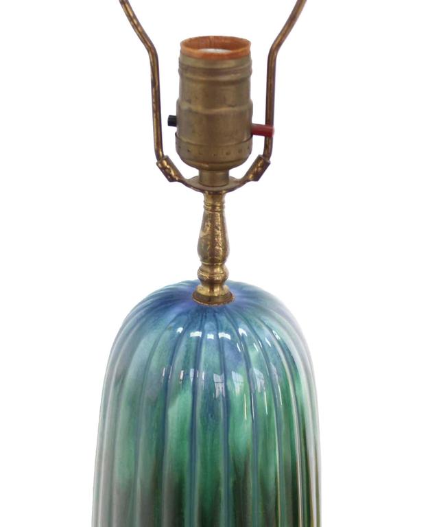 Pair of Art Pottery Fluted Bullet Shape Table Lamps at 1stDibs