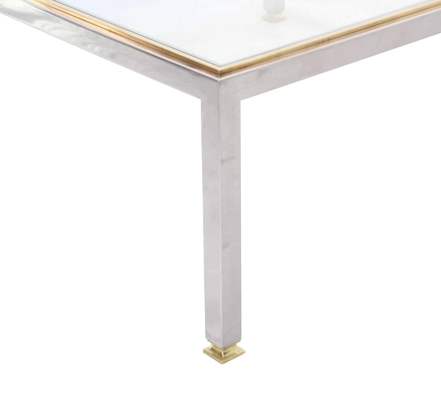 Large Square Chrome and Brass Mid-Century Modern Coffee Table For Sale ...