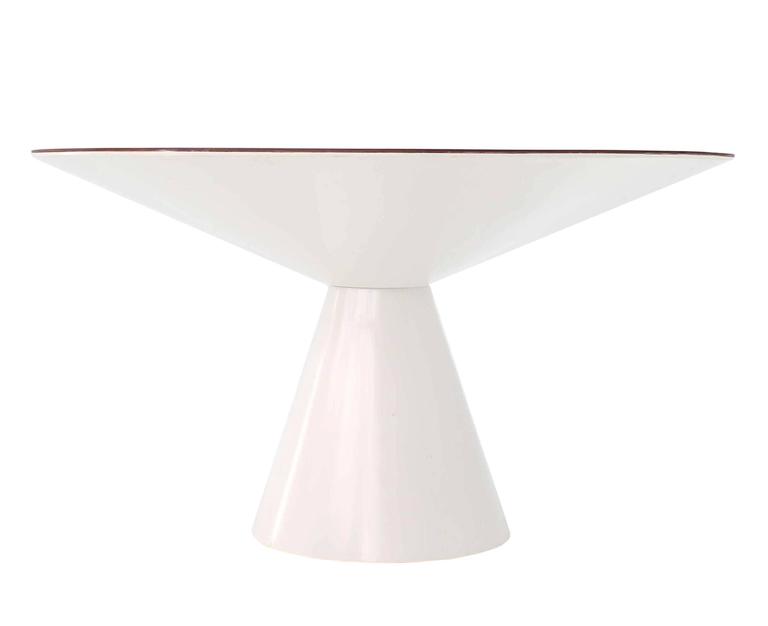 Cone Shape Base Walnut Top Mid-Century Round Dining Table at 1stDibs ...