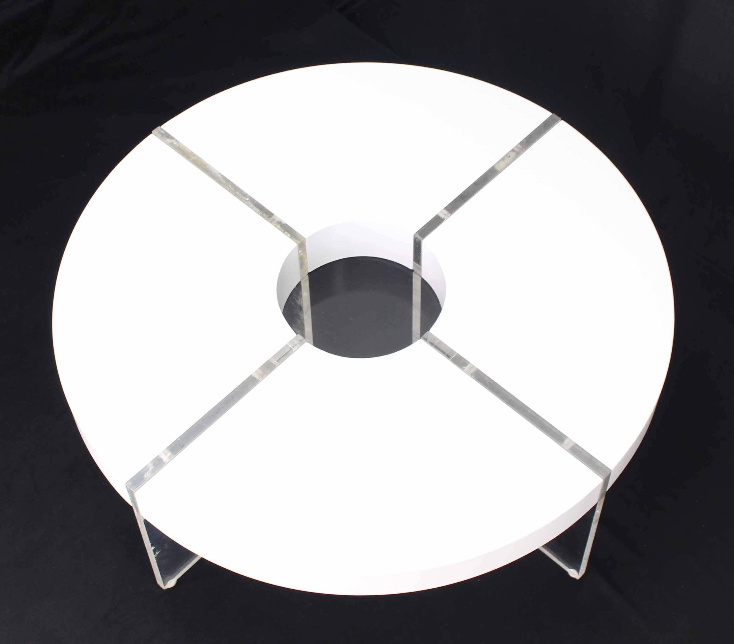 Round Circle White Lacquer Lucite Coffee Table at 1stDibs | round ...