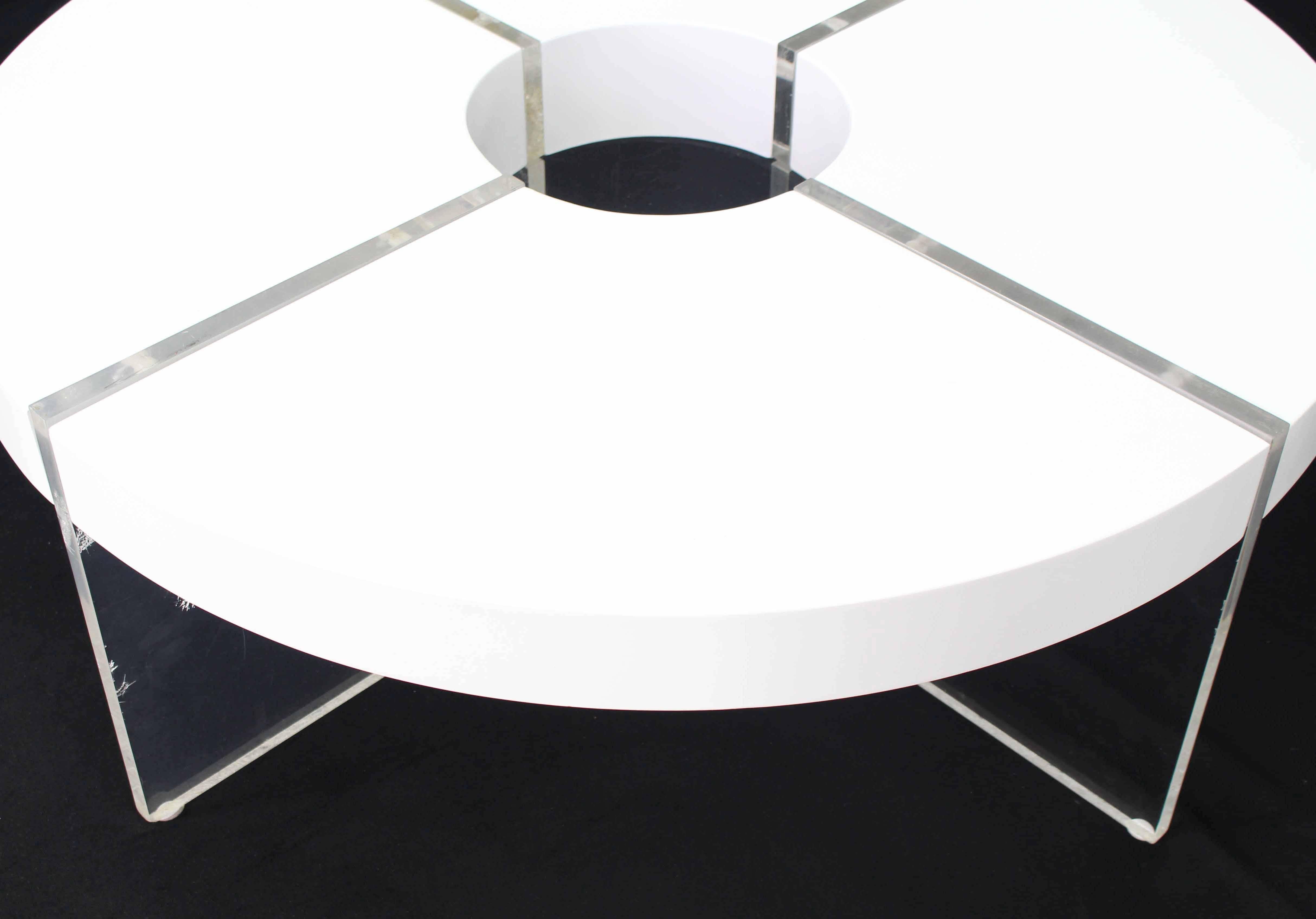 Round Circle White Lacquer Lucite Coffee Table at 1stDibs | round ...