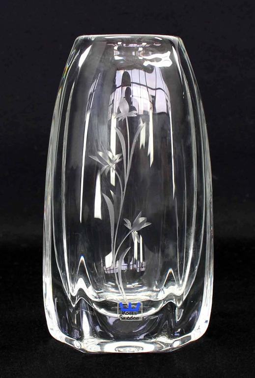 Tall Swedish Crystal Vase by Kosta For Sale at 1stDibs