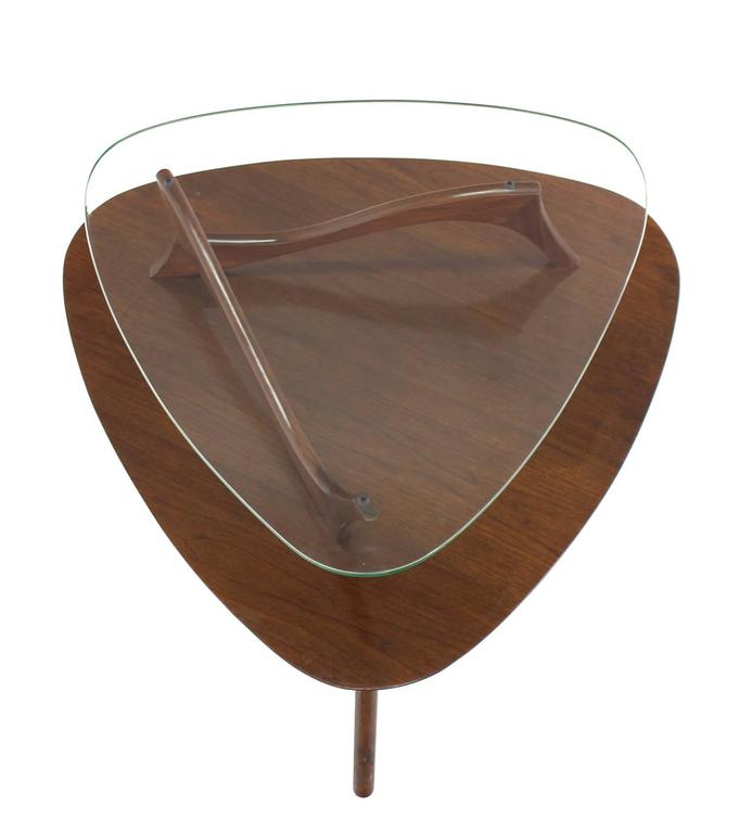 Pair of Round Triangular Tri Legged Two Tier Side End Tables For Sale ...