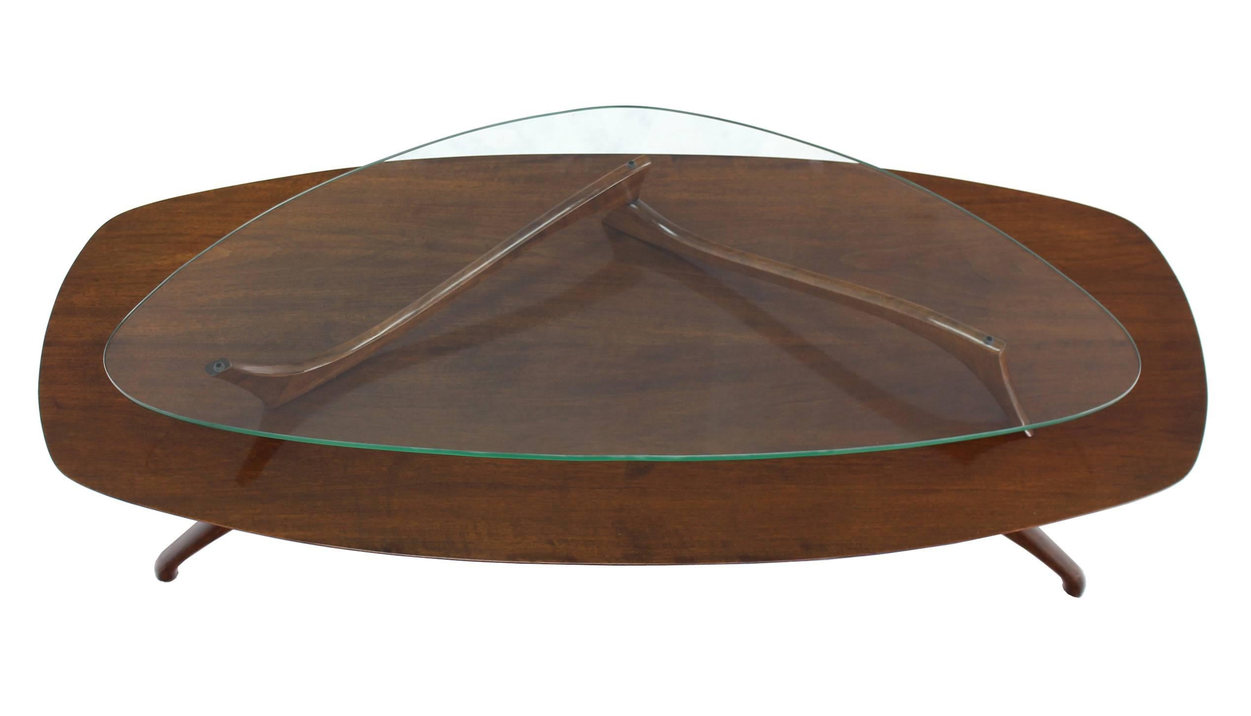 Walnut and Glass Two-Tier Oval Coffee Table at 1stDibs | oval two tier ...