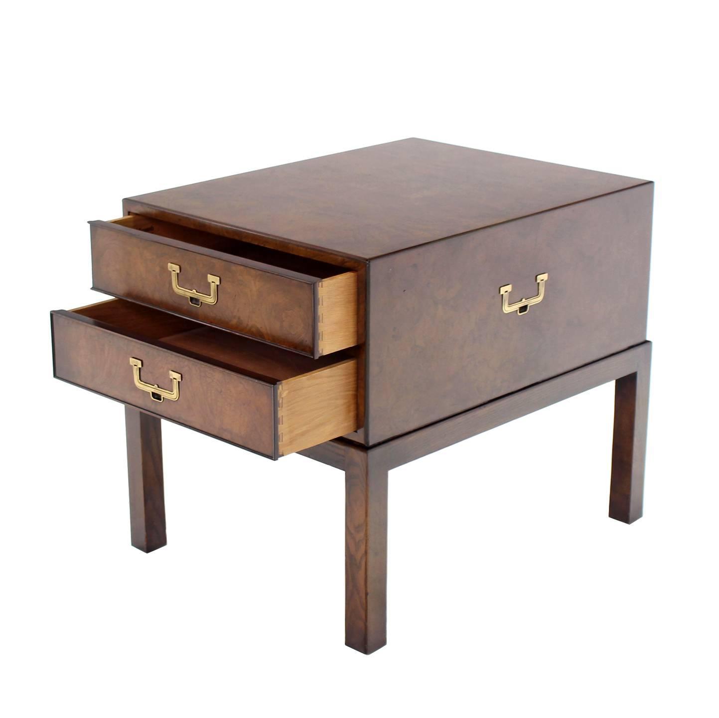 Campaign Style Burl Wood End Side Table At 1stdibs