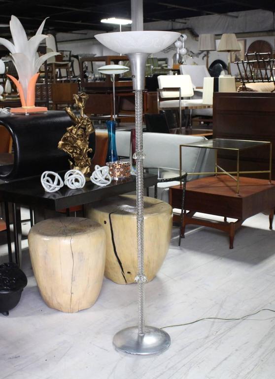 Twisted Glass Pole Floor Lamp For Sale at 1stDibs