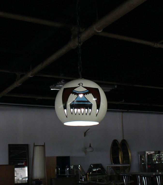 Ceramic Art Decorated Pendant Shade Light Fixture For Sale at 1stDibs