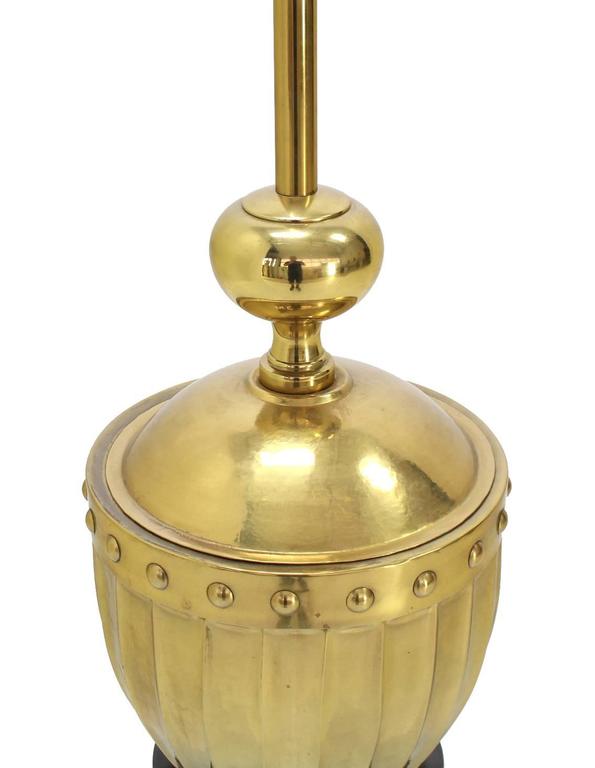 Large Brass Fluted Drum Shape Table Lamp by Stiffel For Sale at 1stDibs