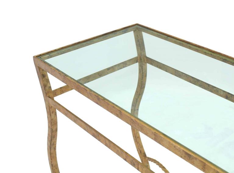 Pair of Ornate Gold Finish Console Tables For Sale at 1stDibs