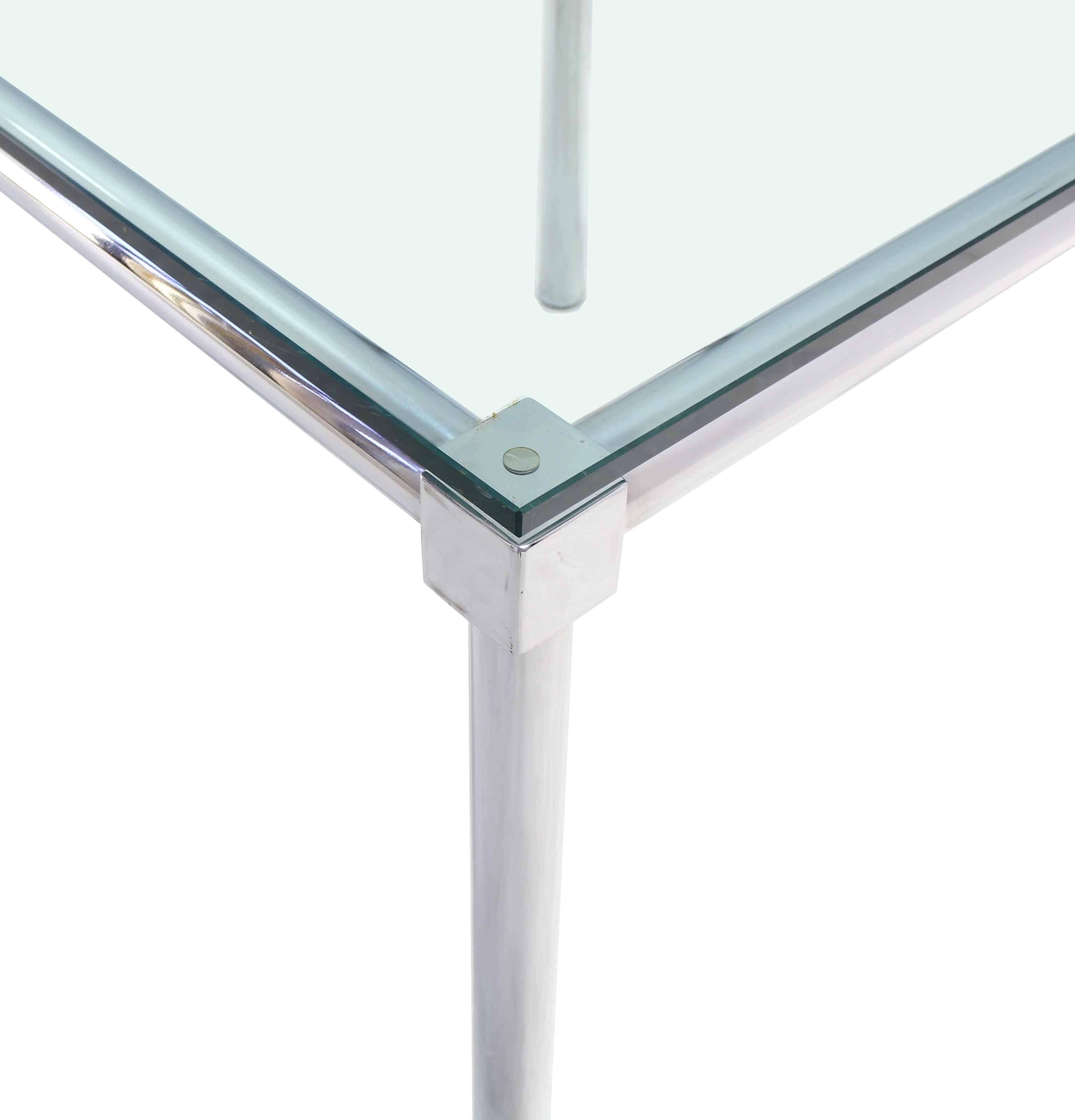 Chrome and Thick Glass Top Square Game Table at 1stDibs | modern square ...